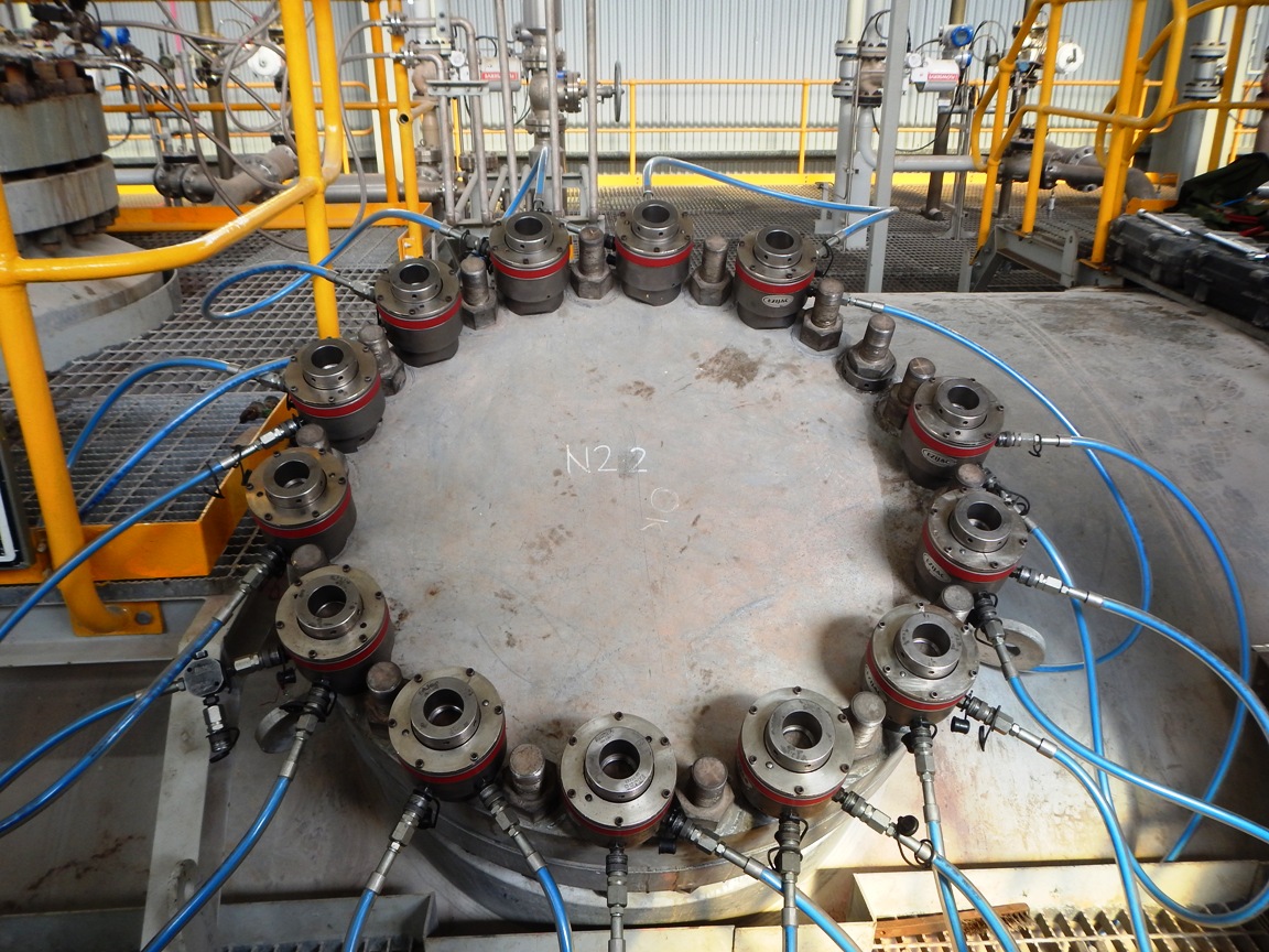 Fiddly flange fastening fixed by EziJac bolt tensioners | DEMM ...